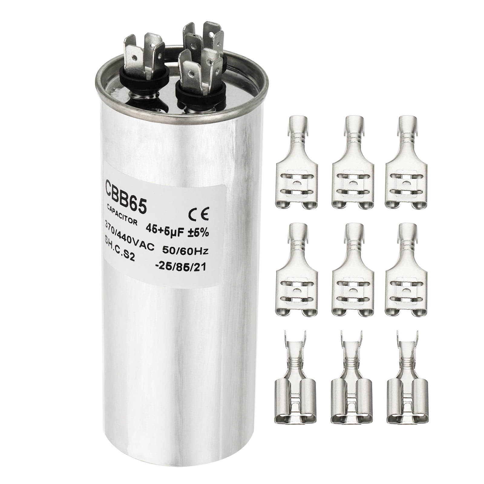 Uxcell 45+5uf 45/5MDF 370/440Fan Start Capacitor, CBB65 Circular Dual ...