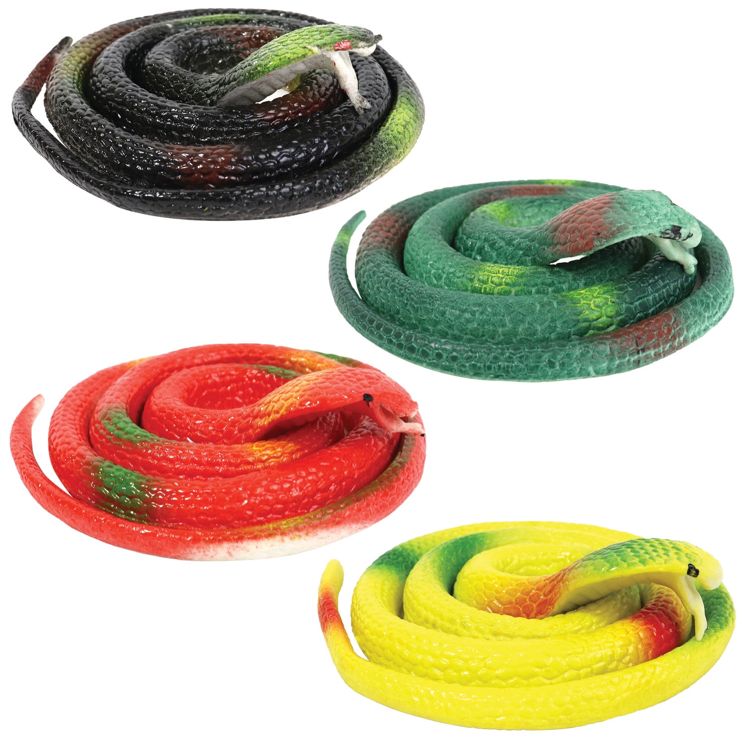 4 Pieces Realistic Rubber Fake Snake Cobra Toy 29 Inch Long, Black ...