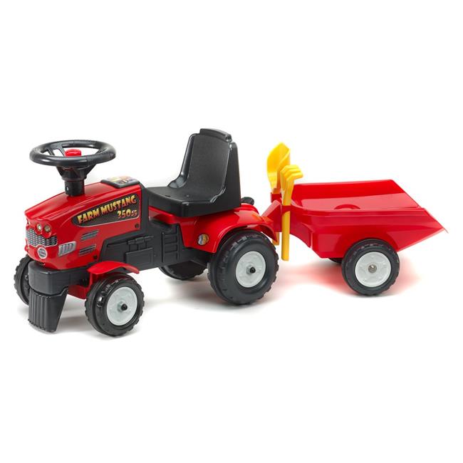Farm Mustang 350S Push-along Tractor with Trailer & Accessories (Red ...