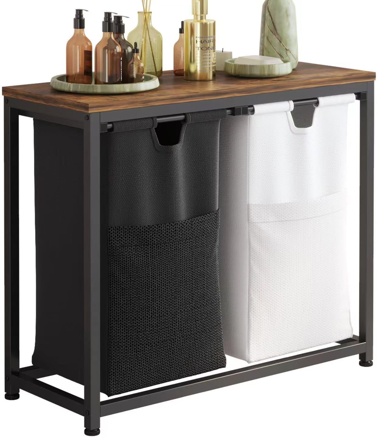 GUAIPOU Laundry Basket Three Laundry Hamper with Removable Bags, Fabric ...