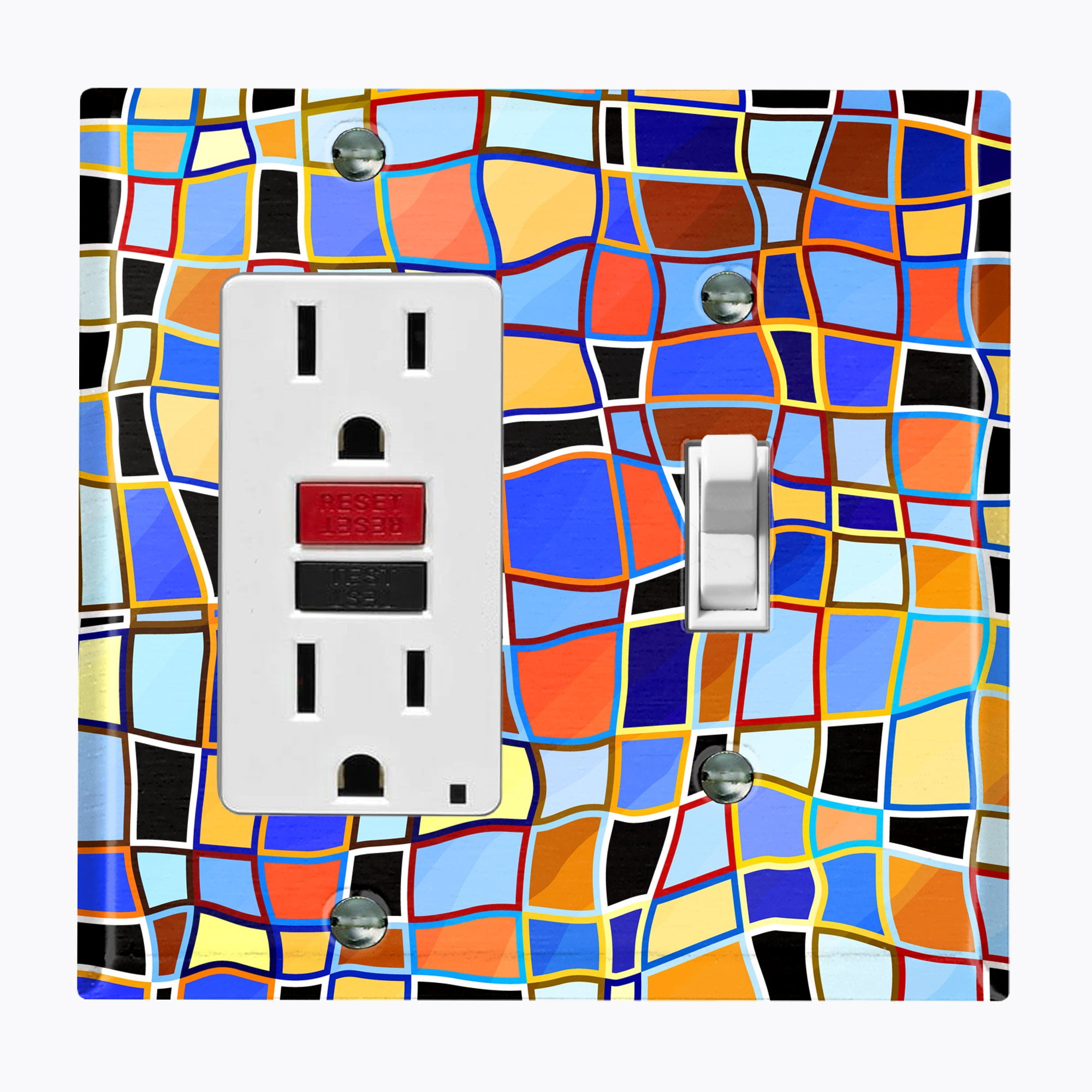Metal Light Switch Plate Outlet Cover (Stained Glass Window Tile ...