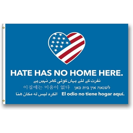Hate Has No Home Here Flag 3x5 Outdoor, True Two-Sided, Three Layers, 2 Polyester Cloth, 1 ...