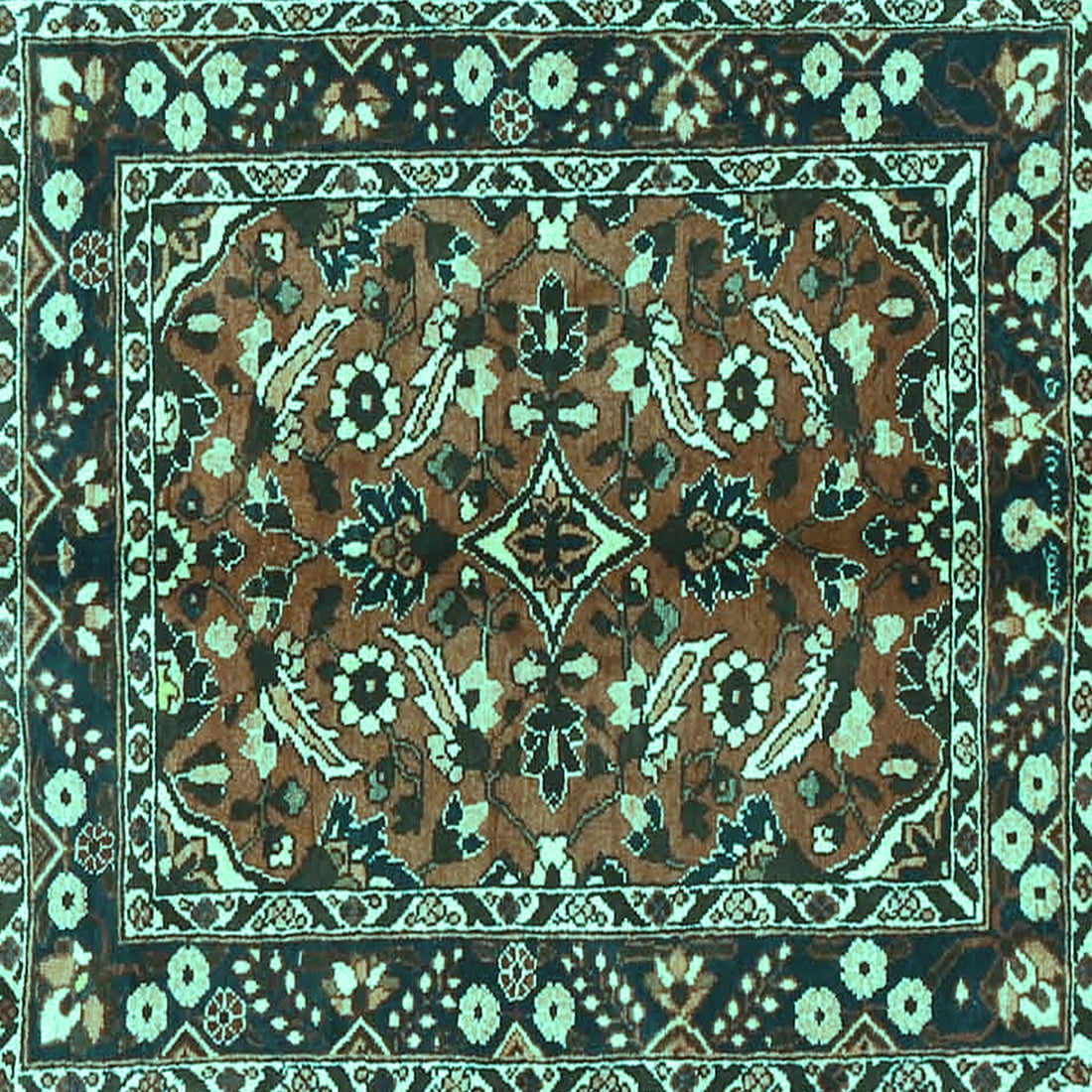 Ahgly Company Indoor Square Persian Turquoise Blue Traditional Area ...