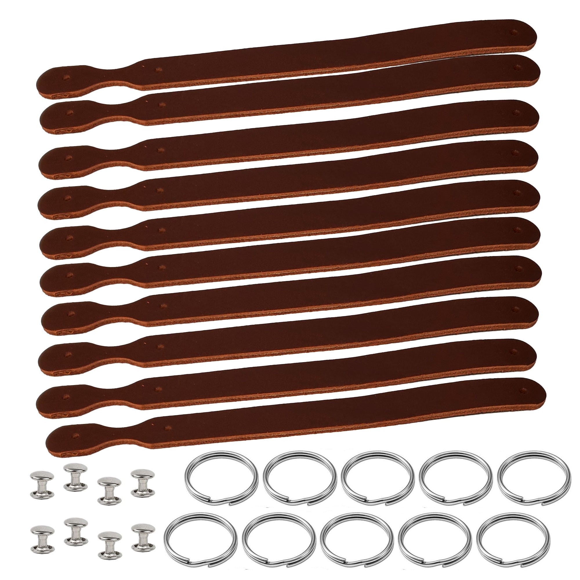 10 Packs Blank Leather Keychains -Engraving Ready Full Grain Leather ...