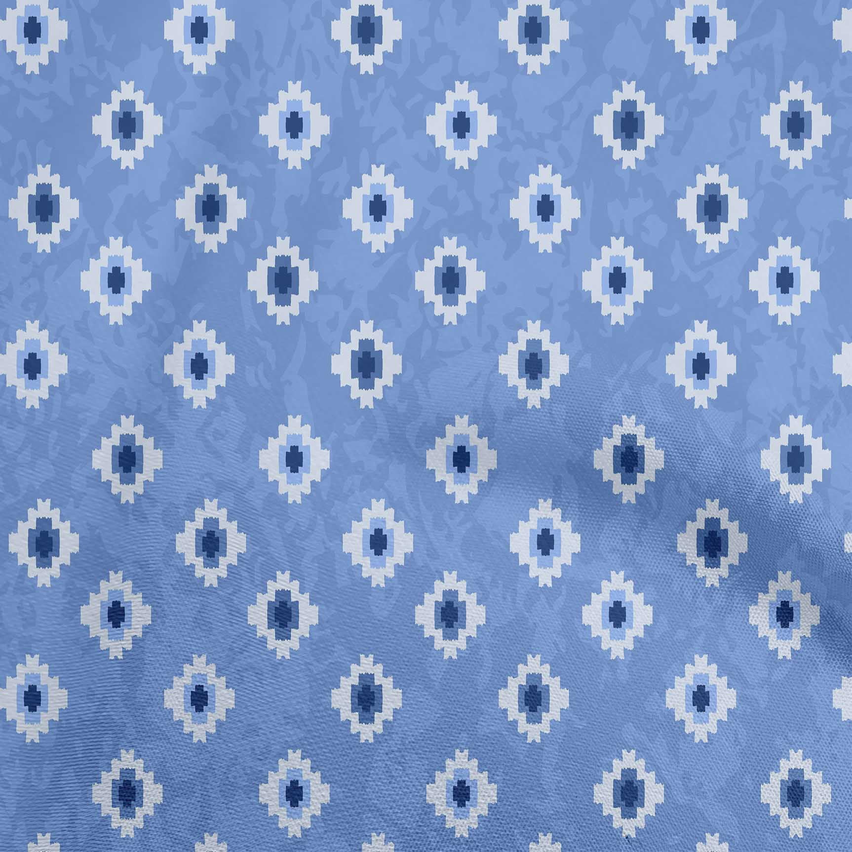 oneOone Viscose Chiffon Blue2 Fabric African Aztech Sewing Material ...