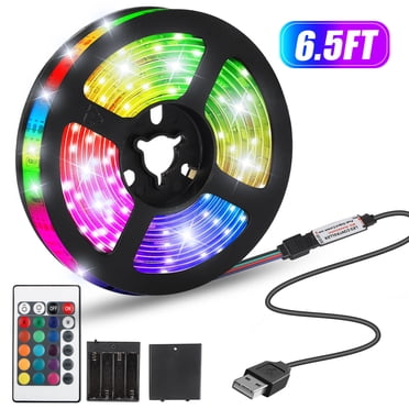 AuraLED Remote-Controlled 6.5’ Trimmable RGB LED Strip Light - Walmart.com