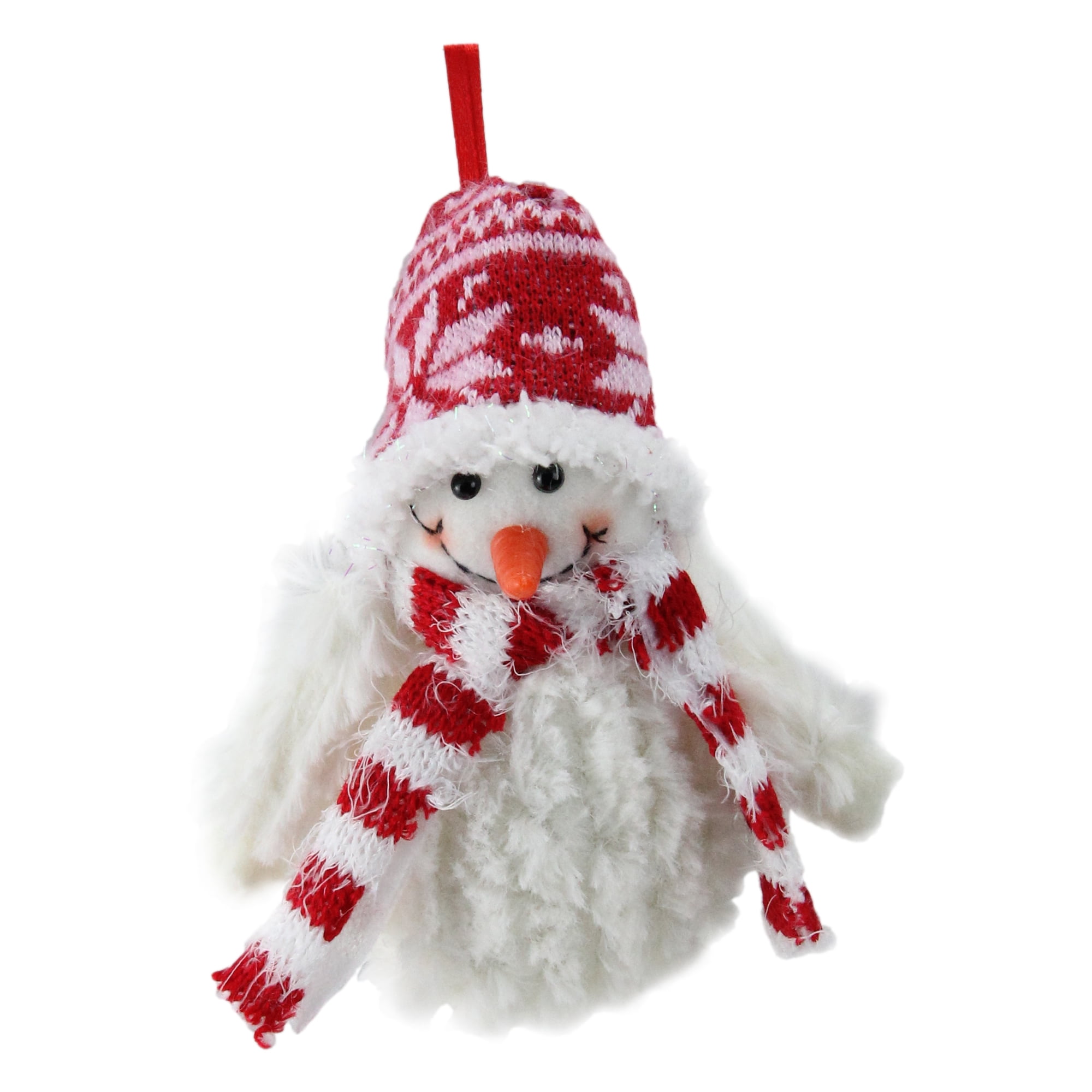 Northlight 5” Smiling Fuzzy Snowman with Nordic Hat and Scarf Figure ...