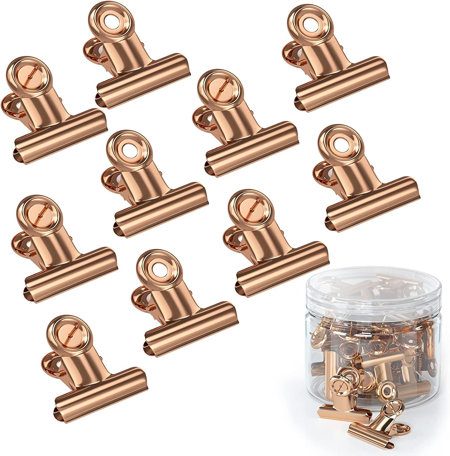 30 Pcs Rose Gold Push Pins Clips, Metal Bulldog Clips with Thumb Tacks ...