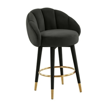 TOV Furniture Hart Navy Velvet Counter Stool with Gold Tipped Legs ...