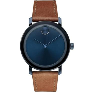 Movado Heritage Men's Watch, Blue Dial, Brown Leather Strap, Swiss ...