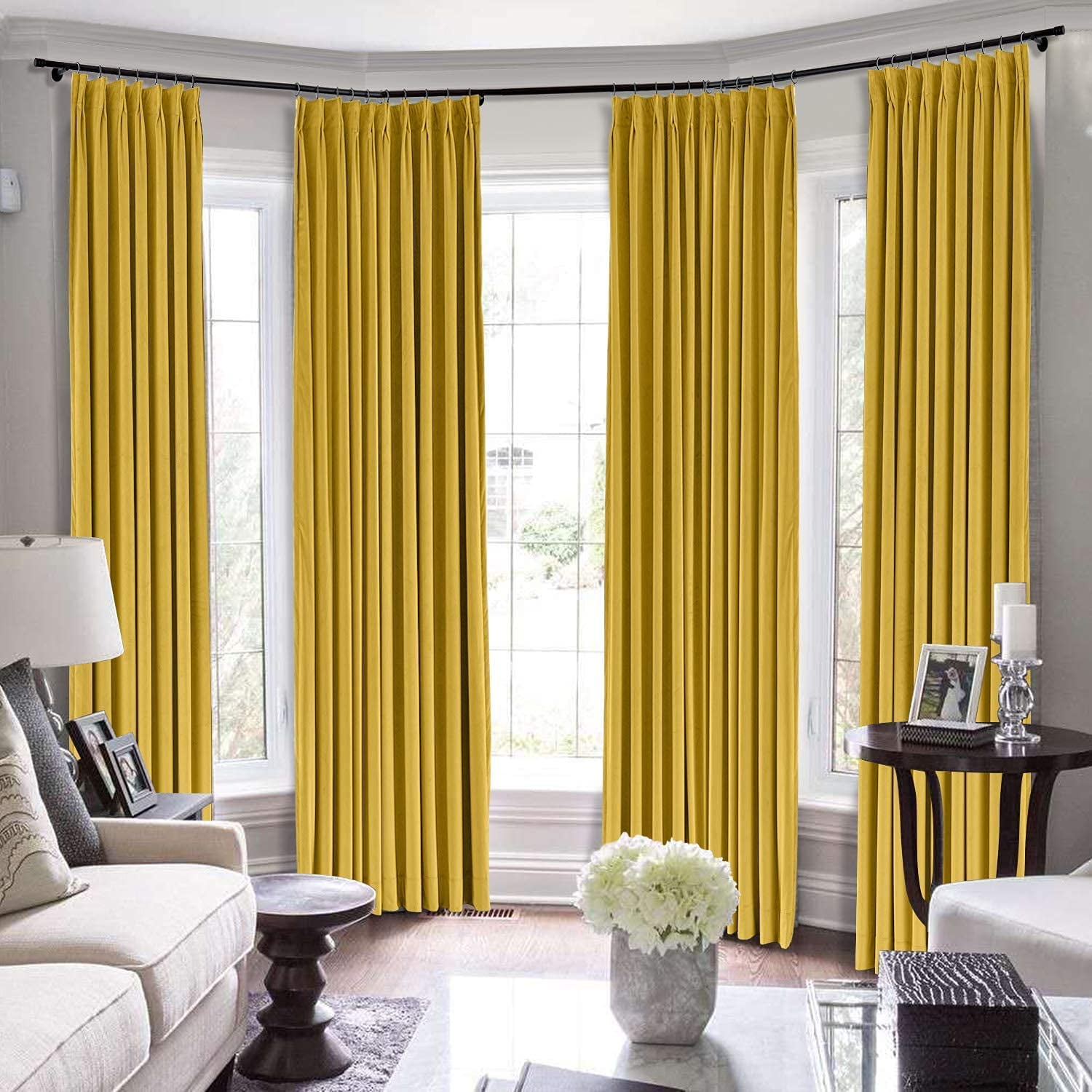 Double Pinch Pleat 100% Polyster Blackout Extra Long Curtains 2 Storey ...