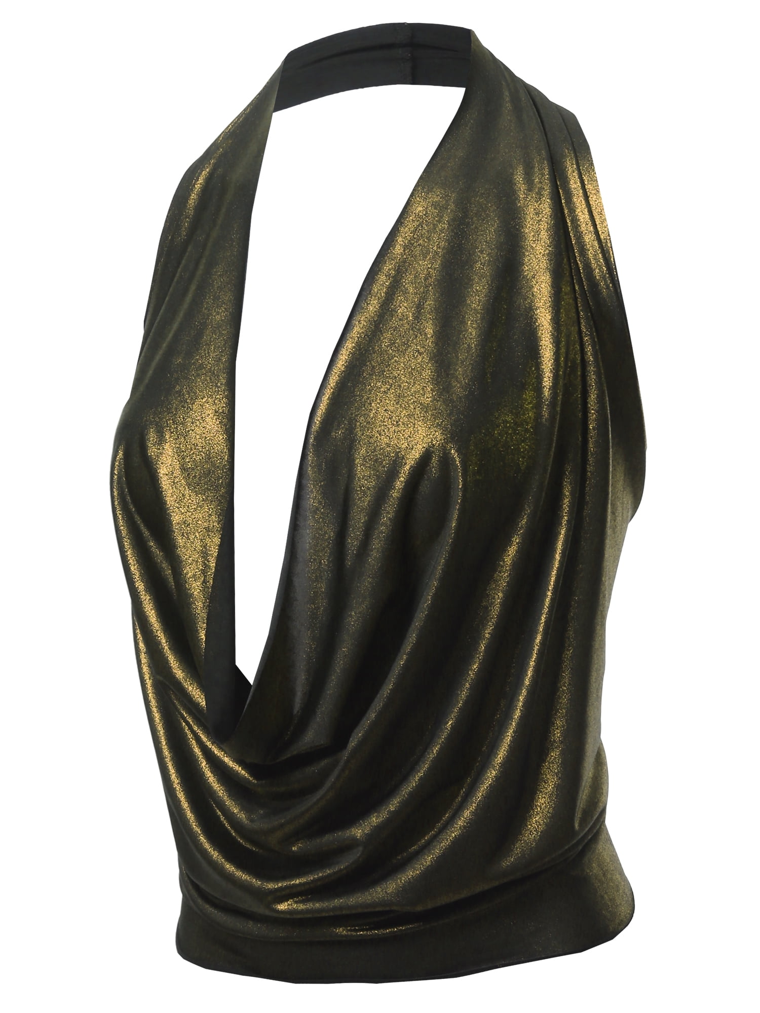 A2Y - A2Y Women's Sexy Drape Front Deep V-Neck Cowl Neckline Halter ...