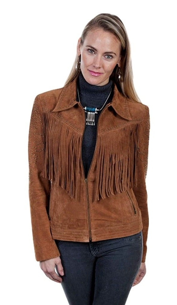 Scully L739-81-XL Suede Jacket with Fringe & Studs, Cinnamon - Extra ...