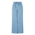 Womens Flowy Wide Leg Palazzo Pants High Waisted Drawstring Lounge Pant