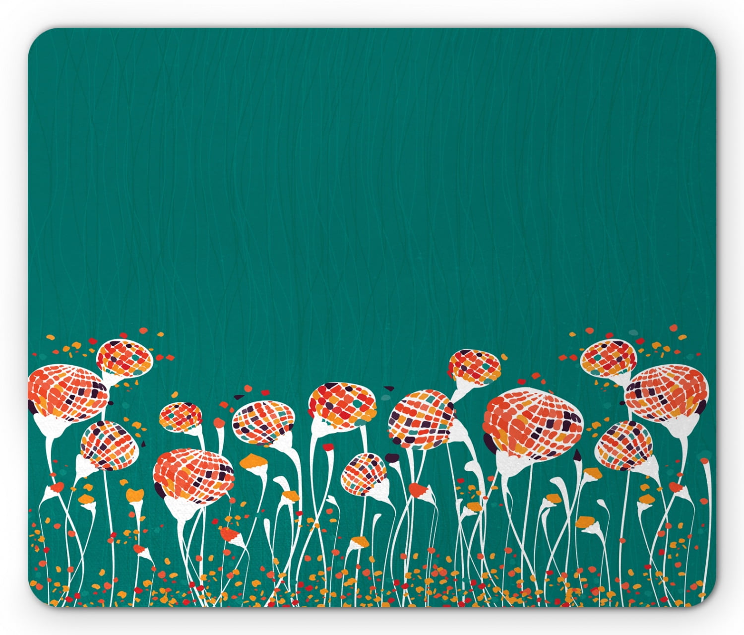 Turquoise Mouse Pad, Ornate Bud and Petals Bizarre Colorful Various ...