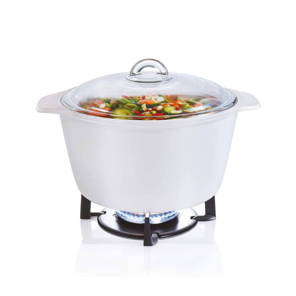 Luminarc Vitroflam White Round Ceramic Glass Casserole With Lid, 5 ...