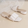 DeHolifer Womens Bow Slides Sandals Wide Width Slip On Low Heels Square ...