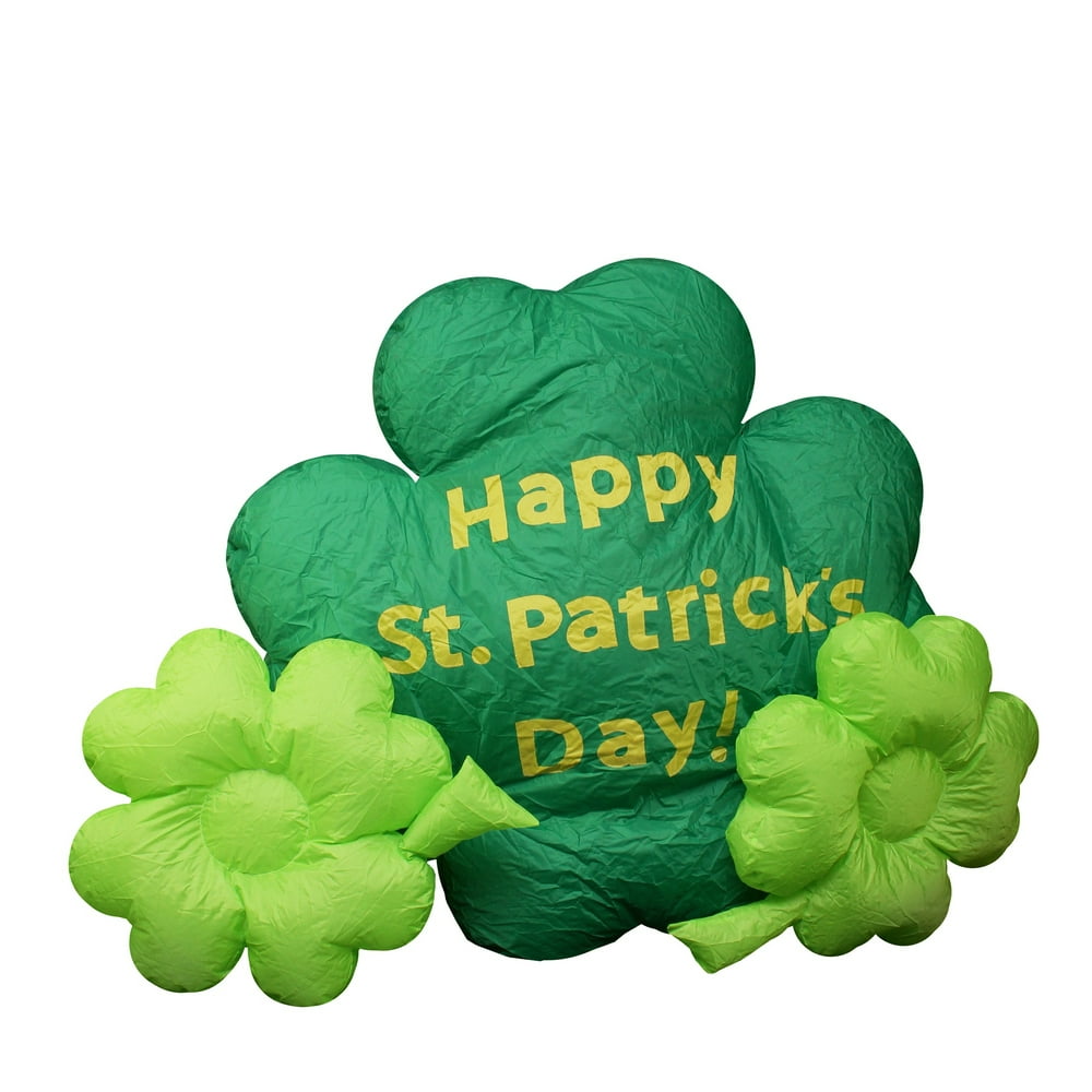 4' Inflatable Lighted St. Patrick's Day Shamrock Yard Art Decoration ...