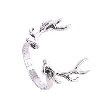 Ruiboury Retro Unclosed Stylish Deer Horn Design Bright Ring Antler ...
