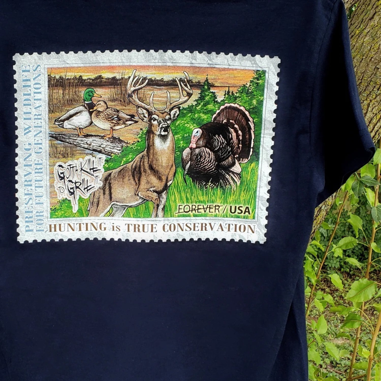 GKITGI Hunting Stamp Tee- Navy - Walmart.com