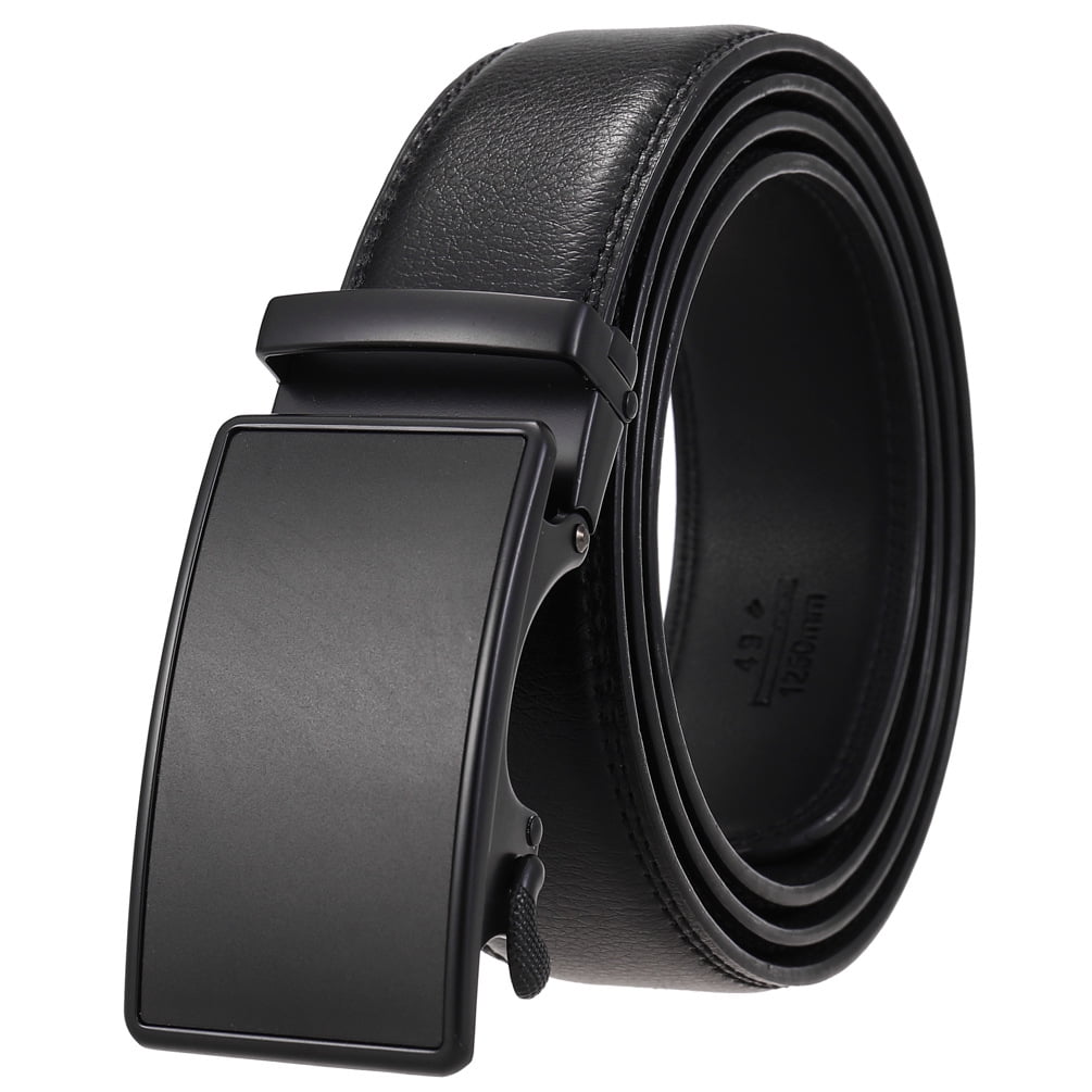 Lavencious Men's Genuine Leather Dress Ratchet Slide Belt 1.38" (Black ...