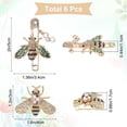 6Pcs 6 Style Bee Shape Enamel Pin Brooches with Rhinestone Alloy Badge ...