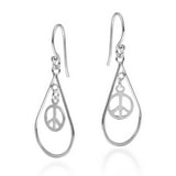 Spirit Teardrop Peace Sign Symbol Sterling Silver .925 Dangle Earrings ...
