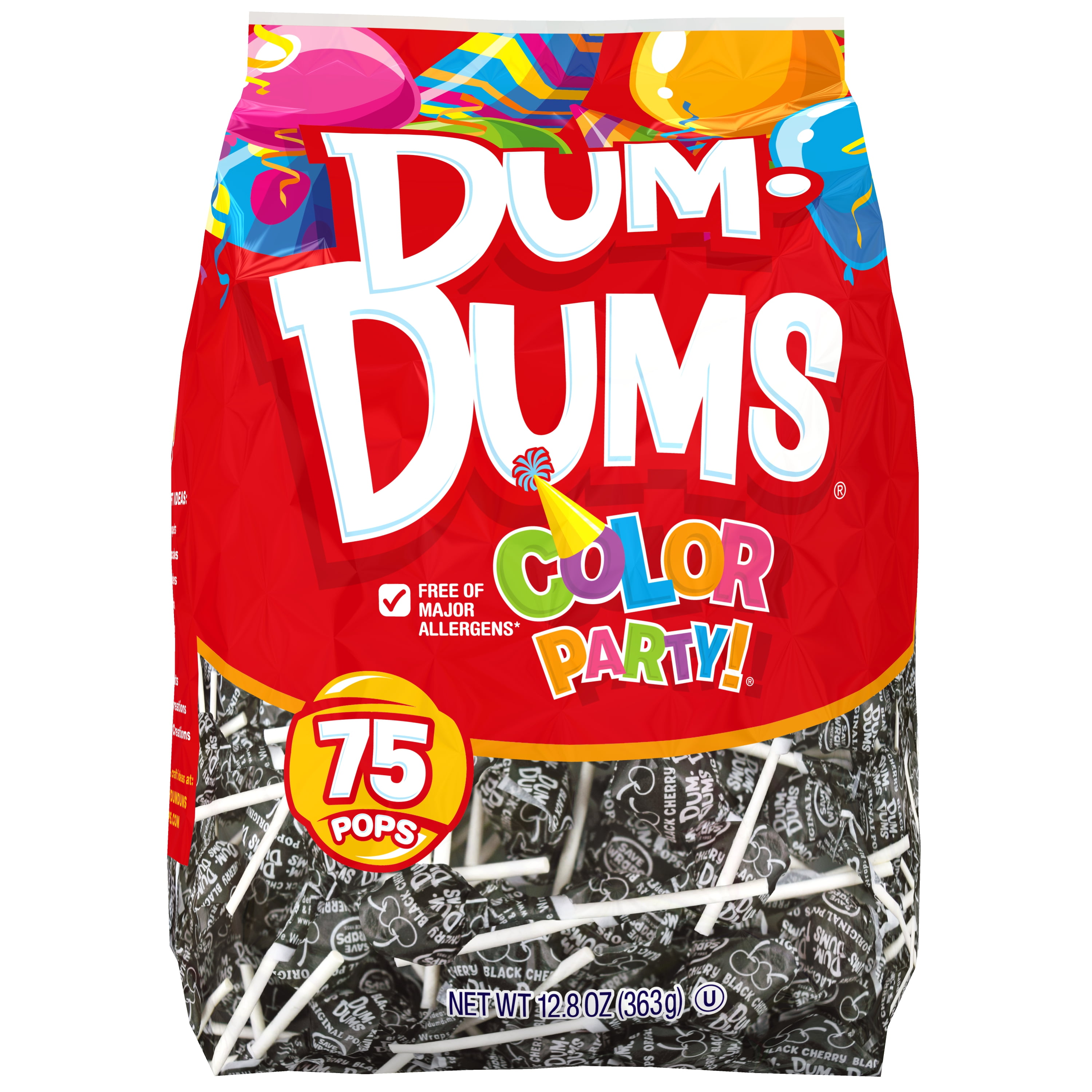 Dum Dums Color Party Black Lollipops, Black Cherry 75ct Bag - Walmart.com