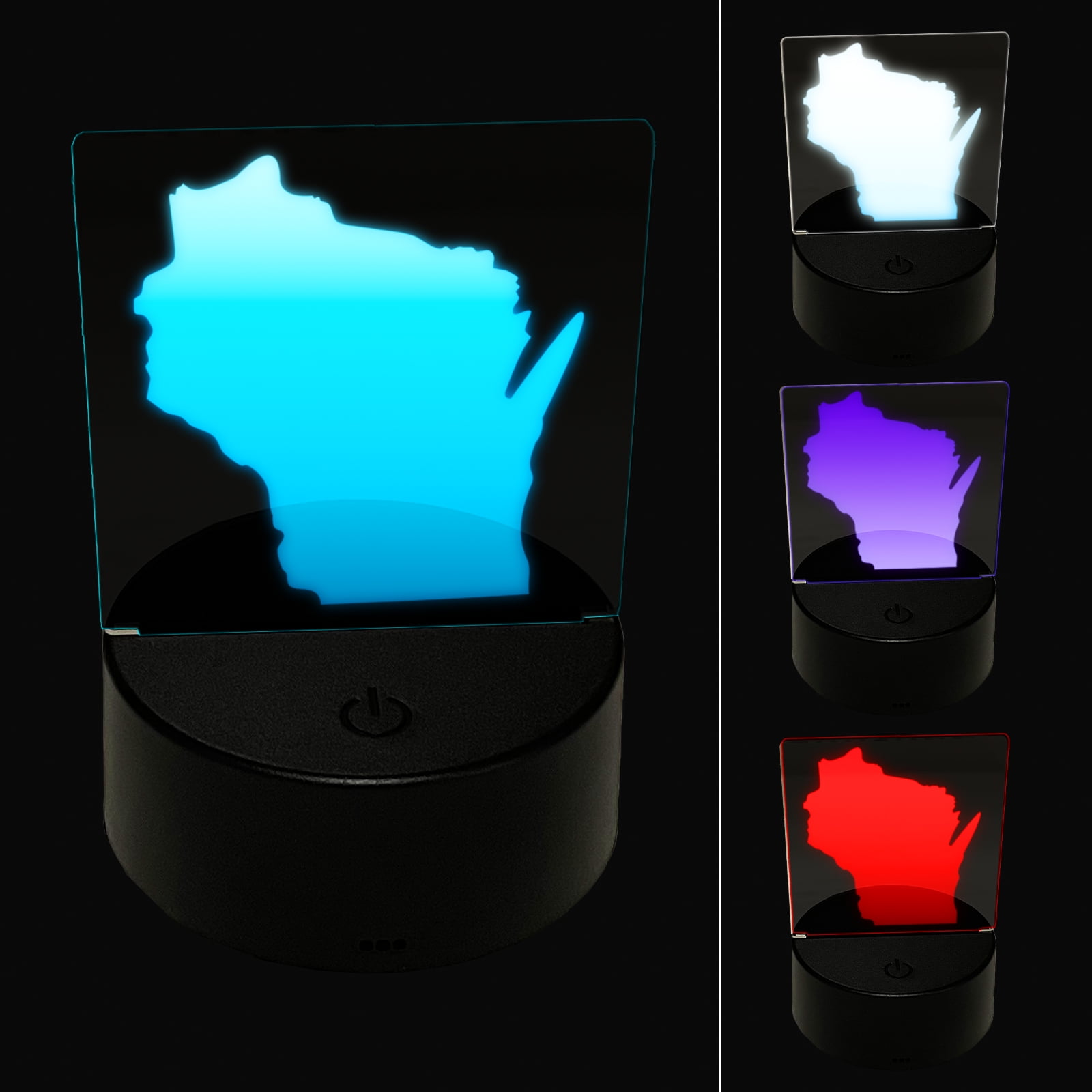 Wisconsin State Silhouette LED Night Light Sign 3D Illusion Desk ...