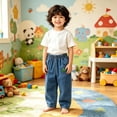 BOOMNY Toddler Boys Baggy Jeans Elastic Waist Cartoon Graphic Wide Leg ...