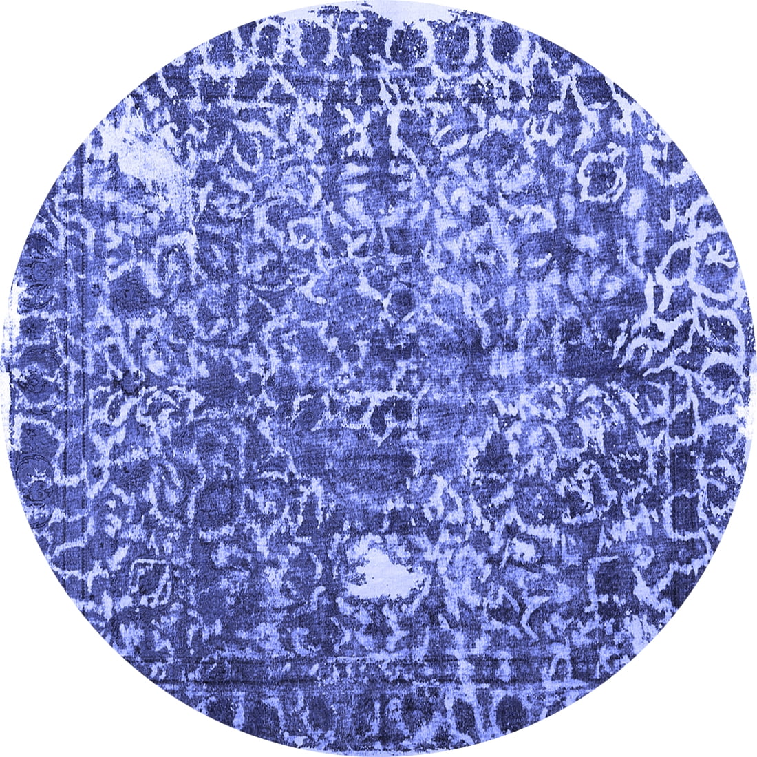 Ahgly Company Indoor Round Abstract Blue Contemporary Area Rugs, 4 ...