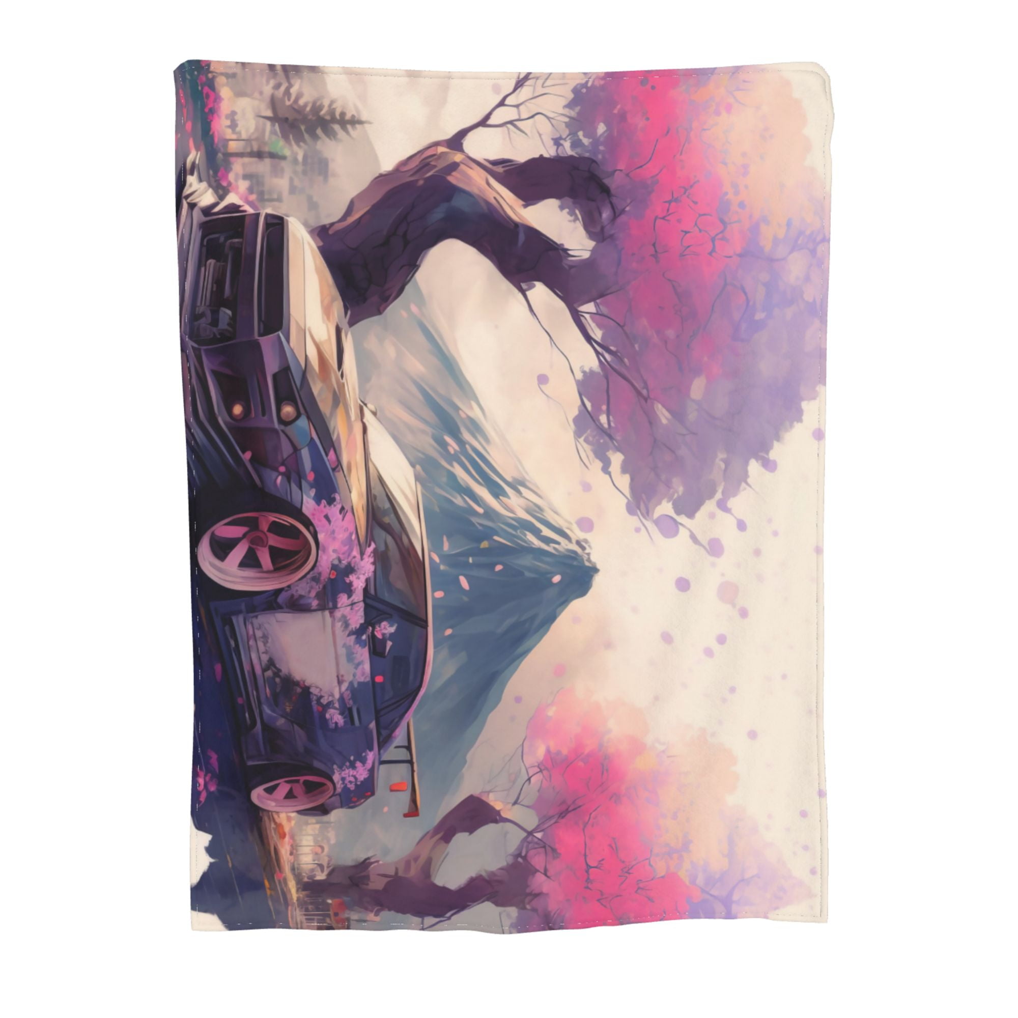 Cherry Blossoms Racing Car Throw Blanket, Super Soft Anti-Pilling ...
