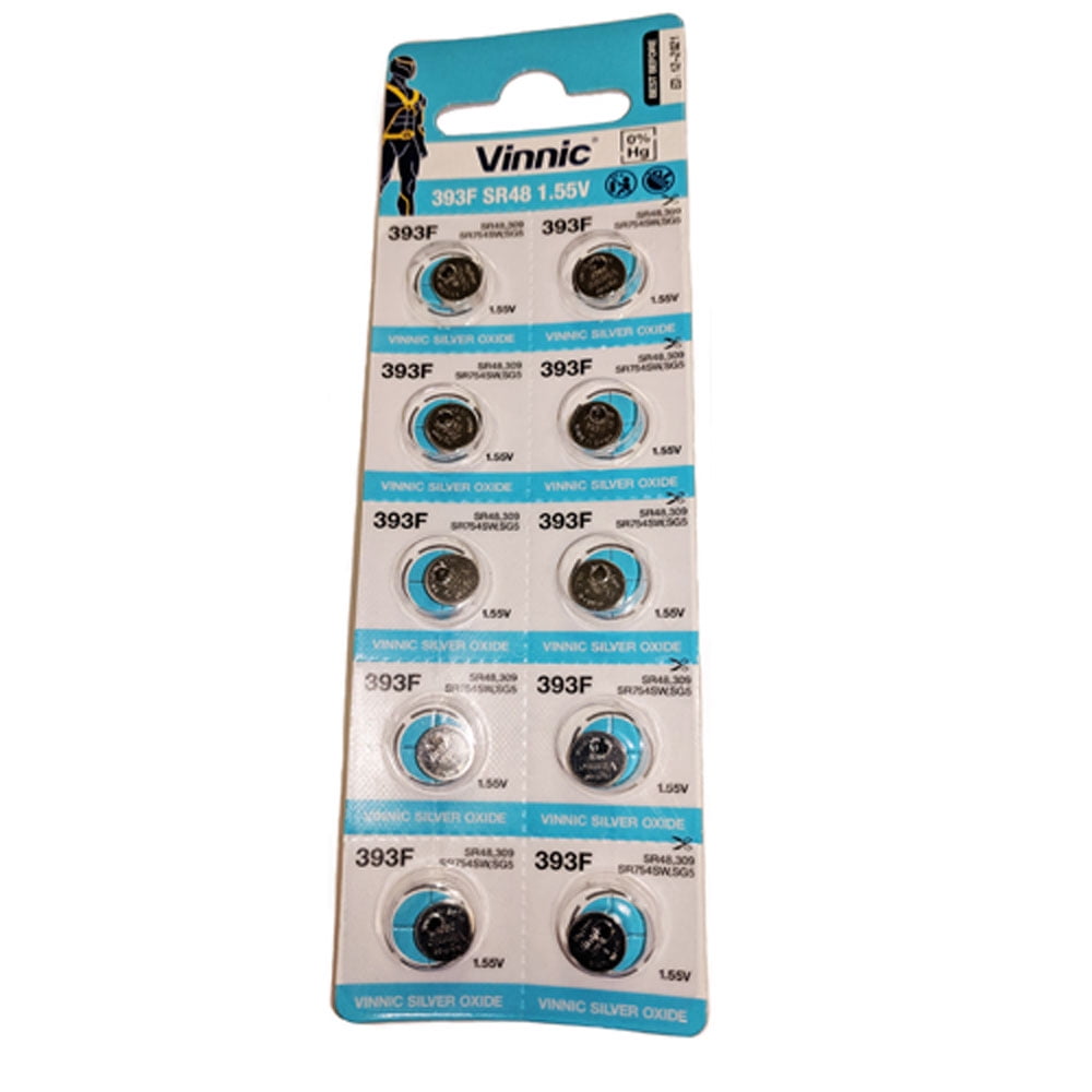 VINNIC 393 Silver Oxide Coin Battery (10 Pack) 1.55 volt 65mAh ...
