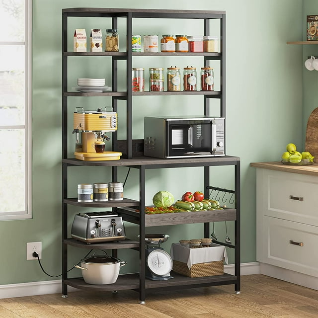 Tribesigns Kitchen Bakers Rack with Power Outlets, 10-Tier Microwave ...