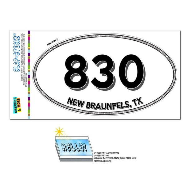 830 - New Braunfels, TX - Texas - Oval Area Code Sticker - Walmart.com ...