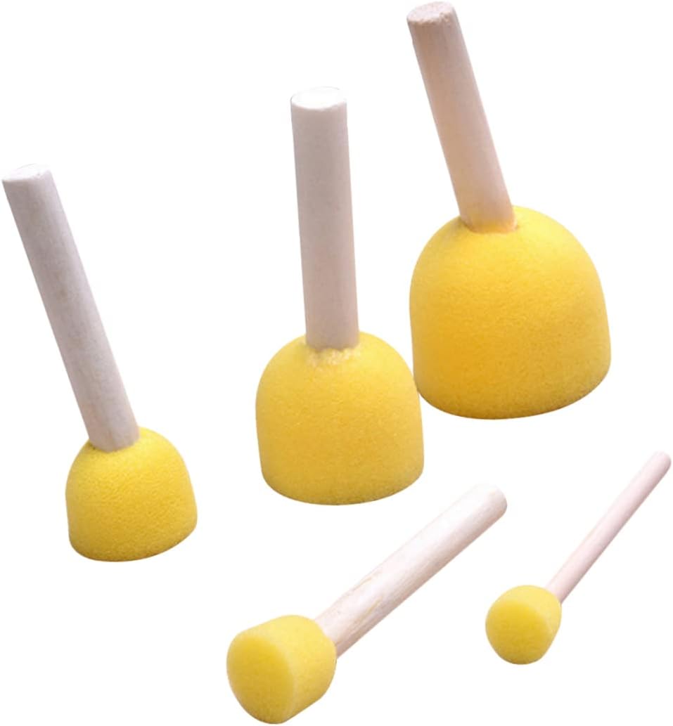 40pcs Foam Paint Brush Stencil Paint Kids Suit Round Foam Paint Brush Round Paint Sponge Brush ...