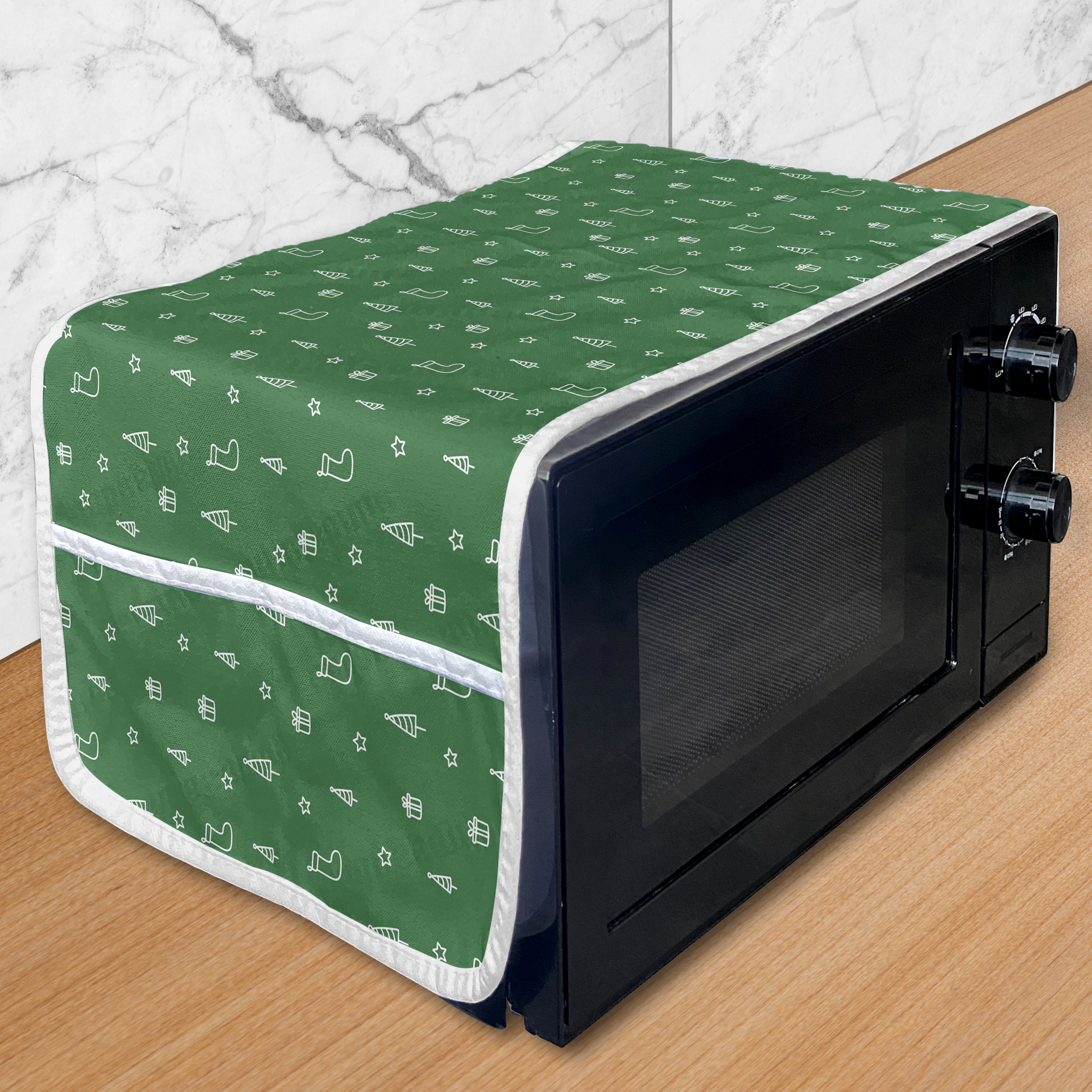 Green Xmas Microwave Oven Cover, Winter Welcoming New Year Holiday ...
