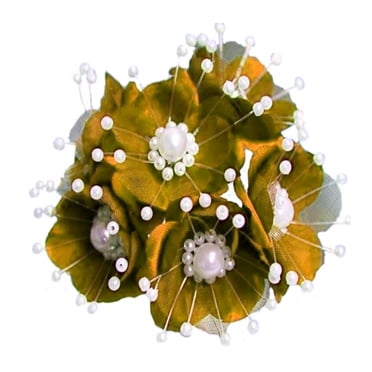 36 Wedding Bridal Pearl Satin Organza Flower Favor Pick - White ...