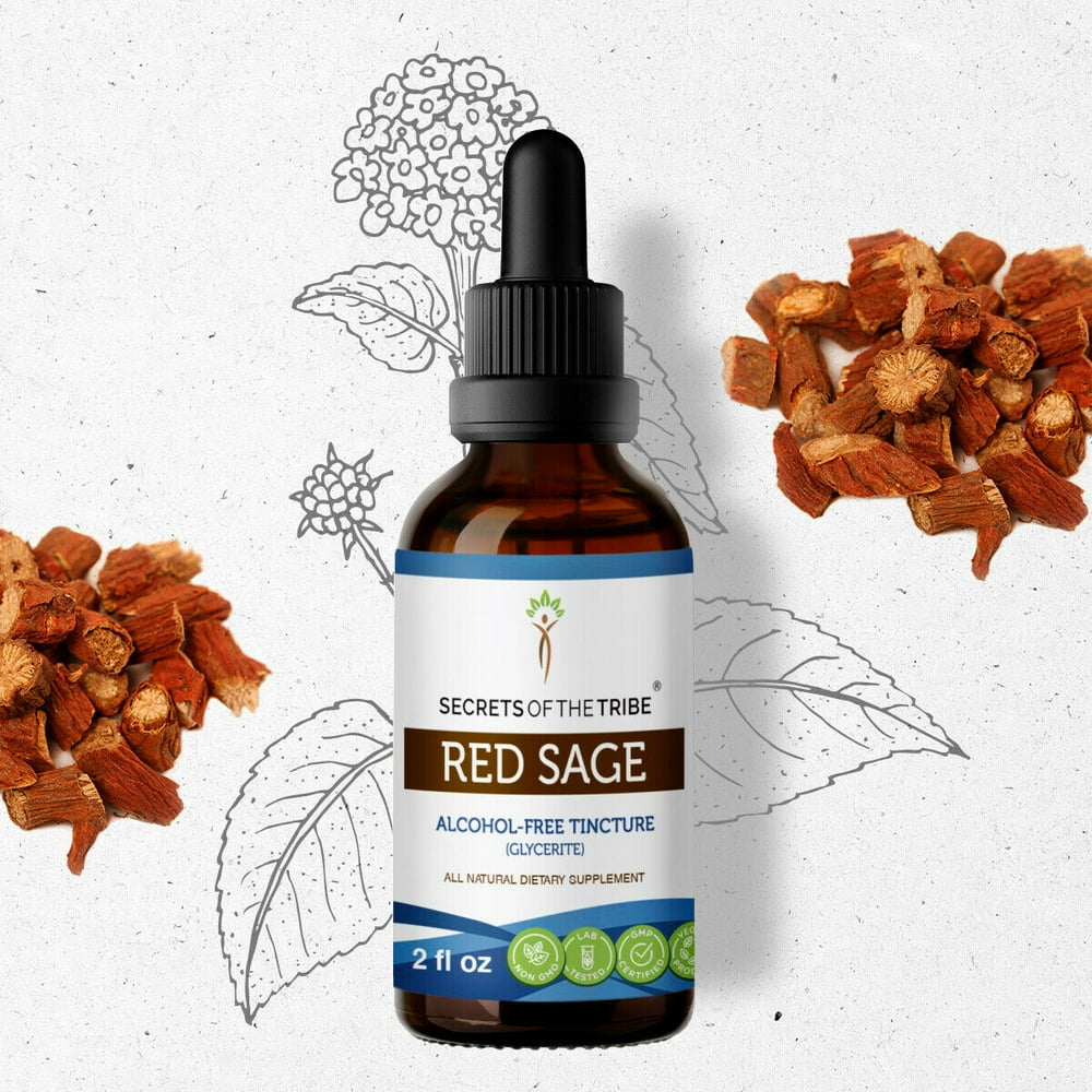 Red Sage Tincture Alcohol-FREE Extract, Organic Red Sage Salvia ...
