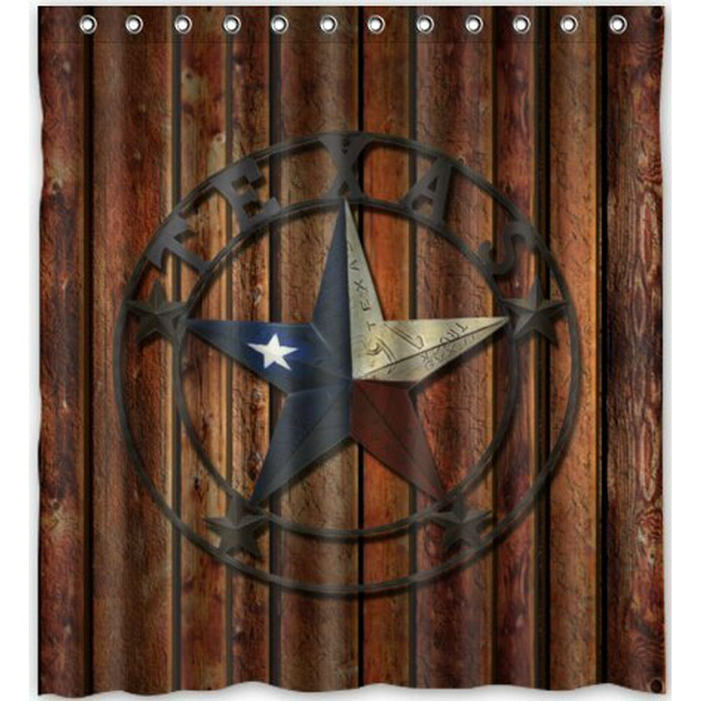 HelloDecor Western Texas Star Shower Curtain Polyester Fabric Bathroom ...