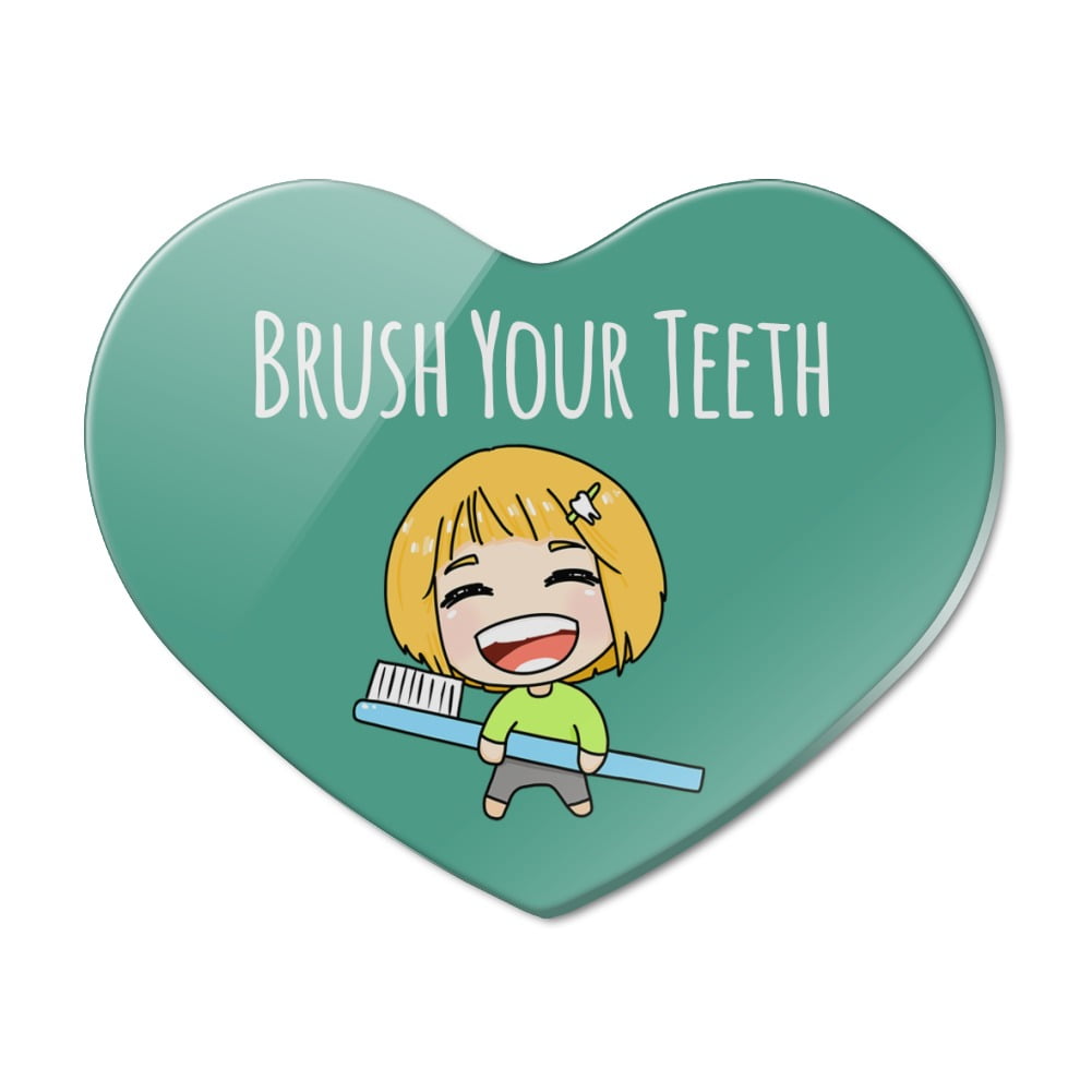 Brush Your Teeth Toothbrush Kawaii Chibi Heart Acrylic Fridge ...