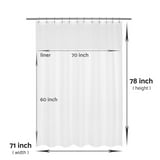 Mrs Awesome White Waffle Weave Shower Curtain Set with Fabric Liner, 12 ...