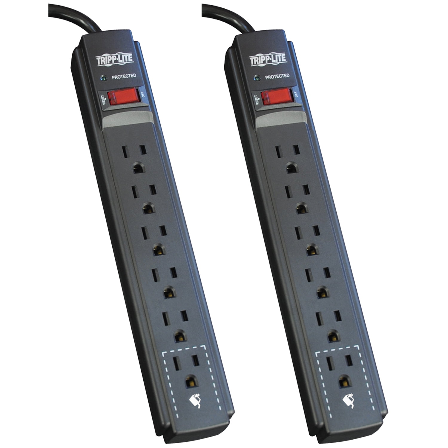 2 Pack Tripp Lite TLP606B 6-Outlet Surge Protector (6Ft Cord) - Walmart.com