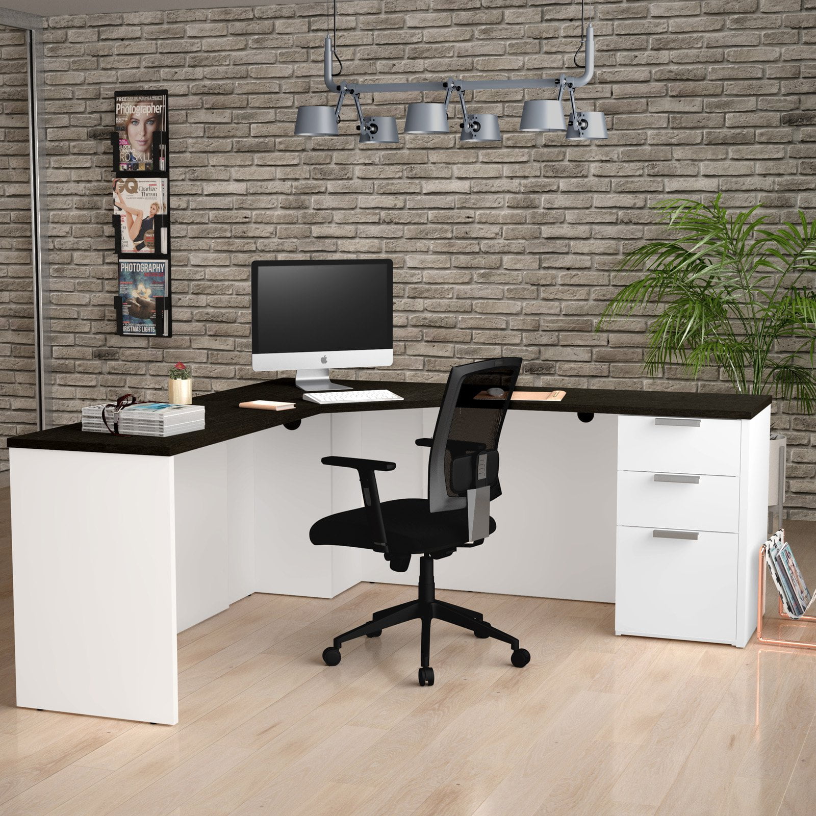 Pro-Concept Plus Corner Desk in White & Deep Grey - Walmart.com