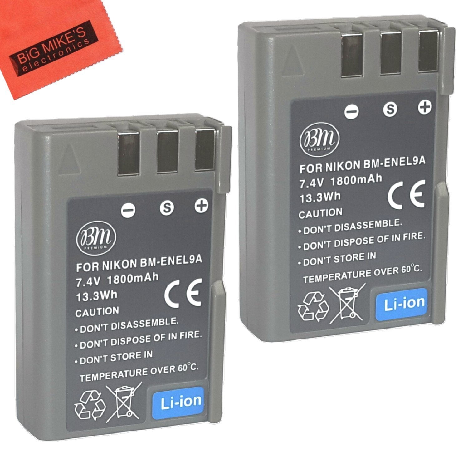 BM Premium 2 Pack of EN-EL9, EN-EL9A Batteries for Nikon D5000, D3000 ...