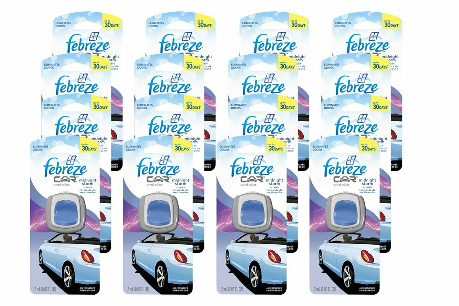 Febreze Car Vent Clips Air Freshener & Odor Eliminator, Midnight Storm ...