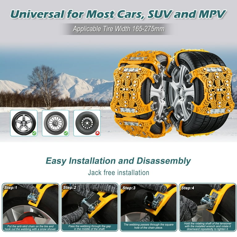Snow Chains For Car Tires MOPHOTO TPU Snow Chains - Easy Install Tire ...