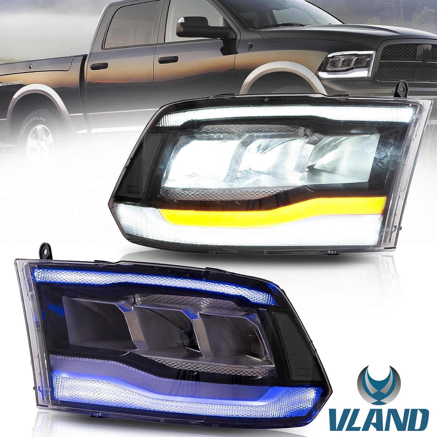VLAND Full LED Headlights for Dodge Ram 1500/2500/3500 2009-2018/Ram ...
