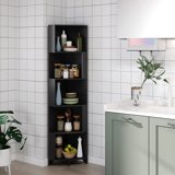 HOMEFORT 5 Tier Corner Bookshelf, Small Corner Bookcase Cabinet Slim ...
