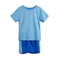 Ashyfjp Toddler Girls Color Block Mesh Activewear Set Short Sleeve Crew ...